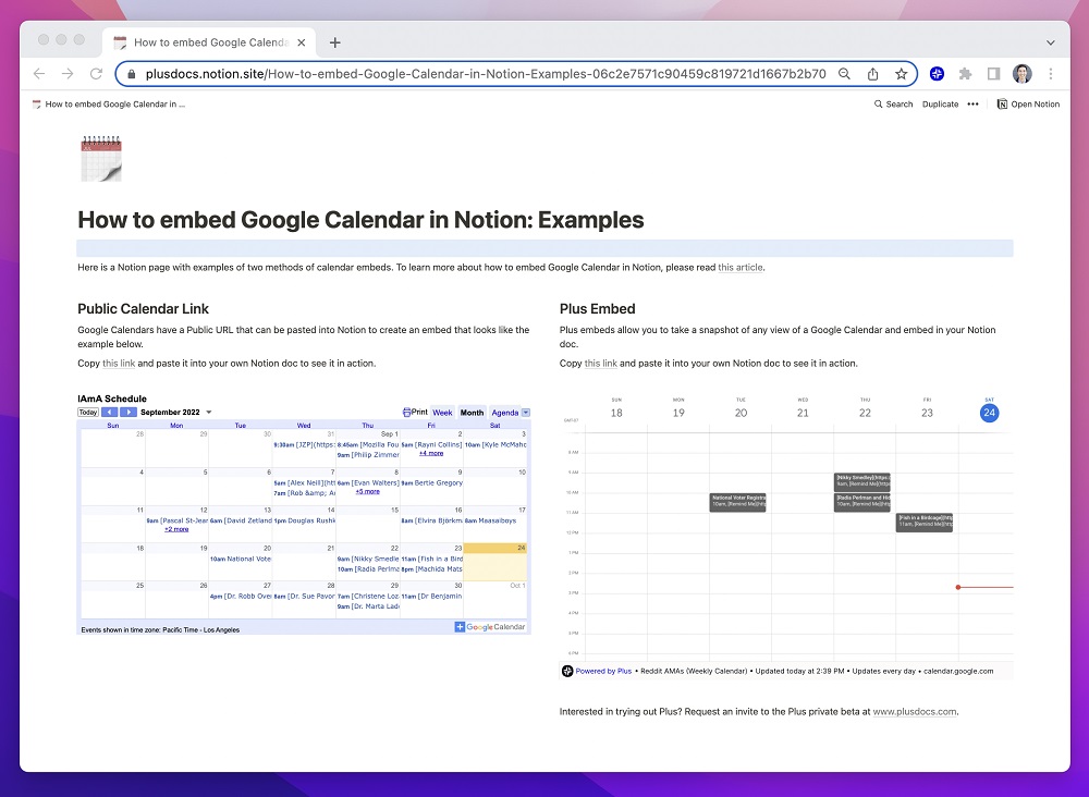 How to embed Google Calendar - Plus